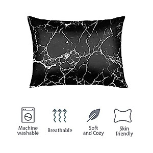 Marbling Satin Pillowcase for Hair and Skin, Black White Marbling Silk Pillowcase with Zipper Slip Pillowcase Silk King Size Pillow Cases Pillowcases 20x40in