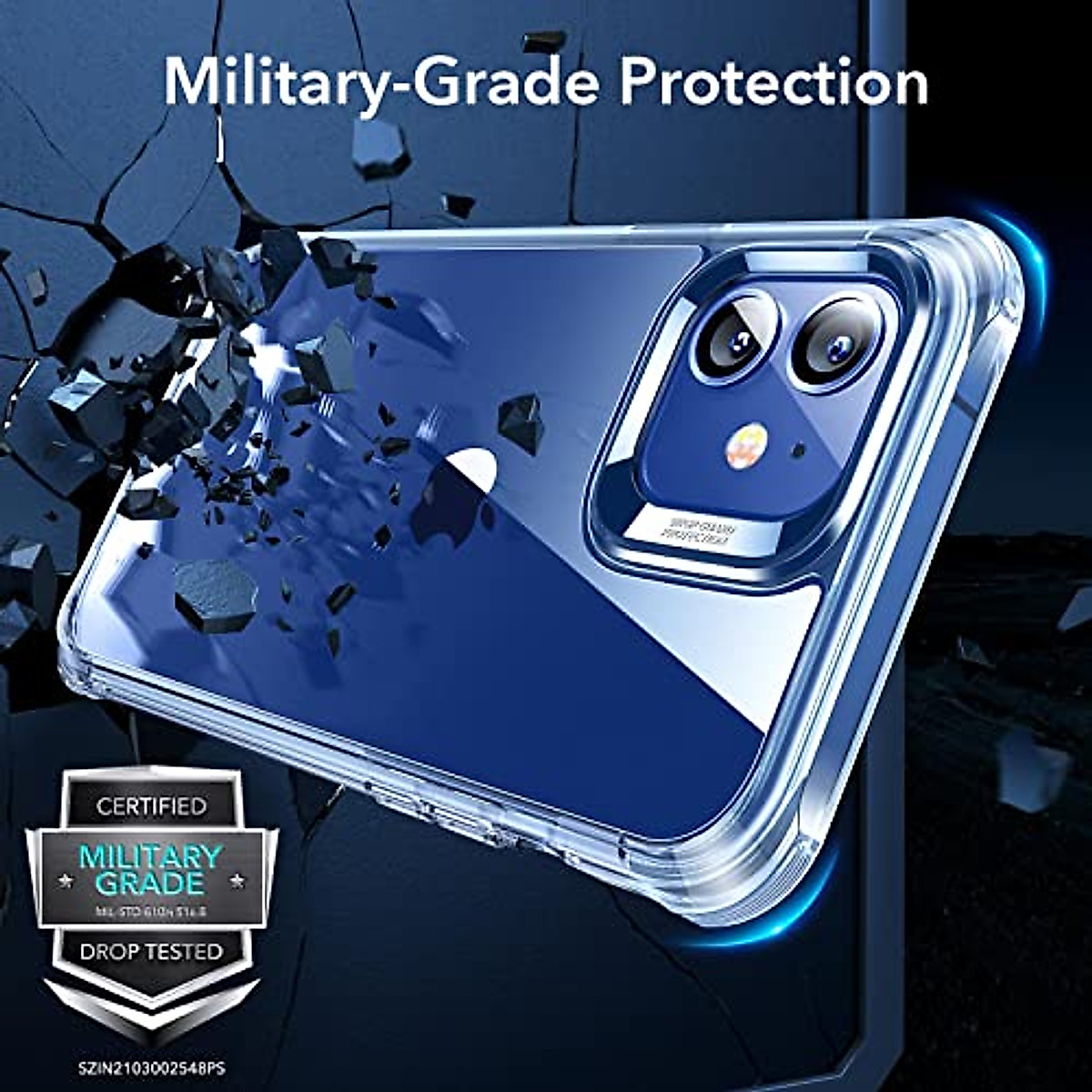 ESR Military-Grade 360° Hybrid Protection Compatible with iPhone 12 Case/iPhone 12 Pro Case [10FT Drop Tested] [Heavy Duty Shockproof ] with [2 Tempered Glass Screen Protectors], 6.1" - Clear