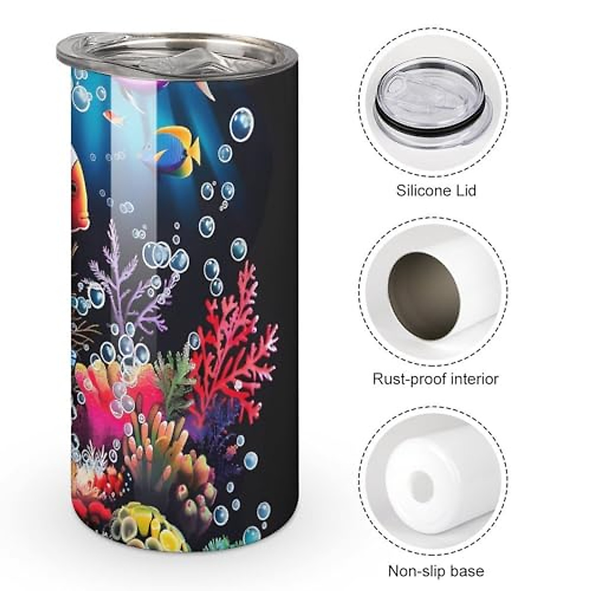 Tropical Fish Funny Coffee Mug Stainless Steel Travel Insulated Tumbler Double Wall Water Cup 10 Oz
