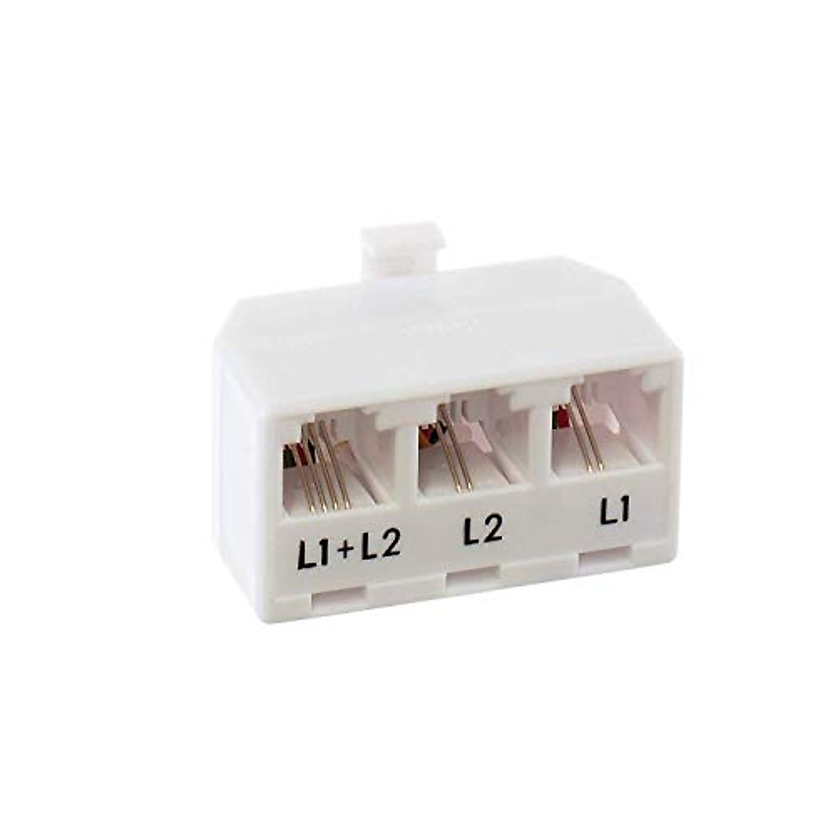 1 Pack, White - 2 Line Phone Splitter - 3 Way Telephone Line Splitter (Line 1, Line 2, and Twin Line) - Dual Line Telephone Splitter with RJ11 Keystone Jack - Phone Line Adapter - 1 Piece, White