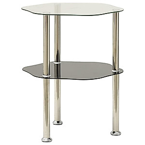 QJBSAVVA 2-Tier Side Table Transparent & Black 15"x15"x19.7" Tempered Glass,Console Table Laptop Table Plant Stand Accent Tables Suitable for Home, Office, Bedroom, Meeting Room