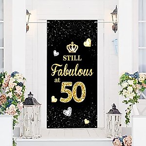 Still Fabulous at 50 Door Banner, Women Happy 50th Birthday Sign Party Door Banner Decorations, Cheers to 50 Years Door Cover Party Decorations