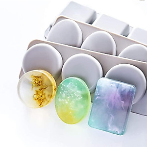 SJ Soap Making Molds Kit, Non-Stick Silicone Molds 3pcs Round Rectangle Oval Soap Mold