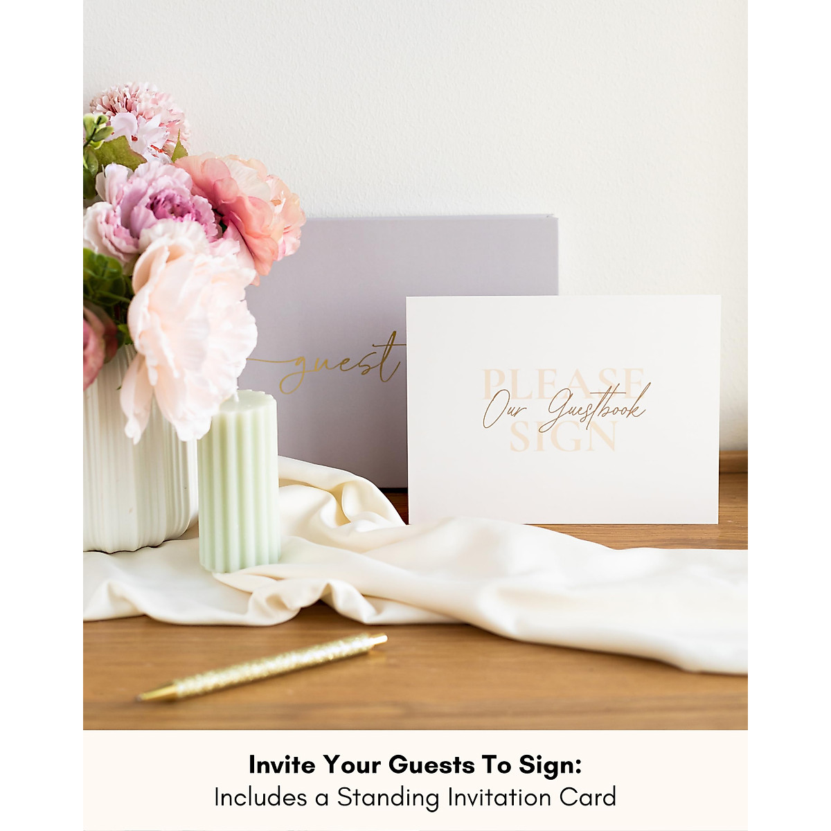 Lamare Elegant Wedding Guest Book – The Perfect Polaroid Guest Book for Wedding Receptions, Birthdays, Baby Showers, and Special Events – A Stylish Sign-in Book for Guests