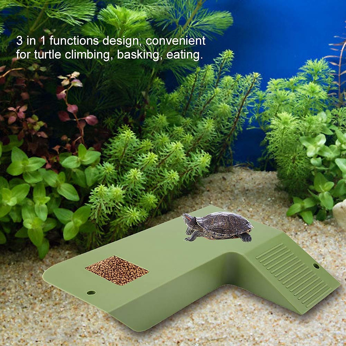 Restokki Turtle Frog Floating Island Aquatic Pet Reptile Aquarium Floating Island Habitat Supplies Aquarium Ornament(Green)