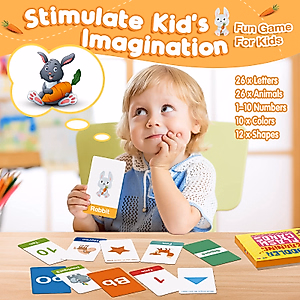 Flashcards Learning Toys for Toddlers 1-6 Years, Educational Toys for Preschool Learning Colors Shapes Numbers Animals Alphabet Flashcards for Kids Christmas Stocking Stuffers Gifts