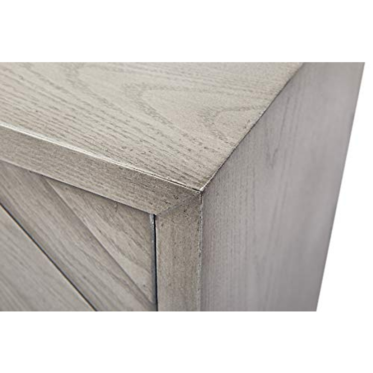 Amazon Brand – Stone & Beam Chevron Bar Cabinet, Light Gray Wood