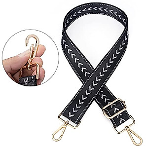 HKCLUF Women Bags Shoulder Strap Wide Purse Strap Adjustable Replacement Straps for Handbags Crossbody Bucket Shoulder Bag Replacement Belt(Black)