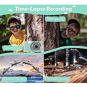 UIKICON Digital Camera, FHD 1080P Kids Camera Video Camera with 32GB SD Card 16X Digital Zoom, Compact Point and Shoot Camera Portable Small Camera for Teens Students Boys Girls - Green