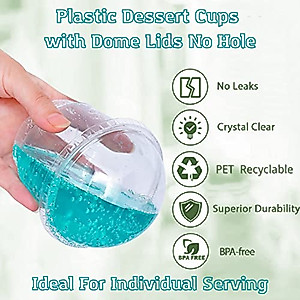 botogift 8 oz Clear Plastic Dessert Cups with Dome Lids (25Sets) - Disposable Snack Bowls (No Hole) for Cereal Parfait, Yogurt, Cupcakes, Pudding, Jello and Individual Desserts at Party