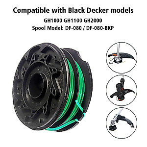 THTEN DF-080 String Trimmer Spools Compatible with Black Decker GH1100 GH1000 GH2000 Electric String Grass Trimmer Lawn Edger DF-080-BKP 30ft 0.080" Dual Auto-Feed Spool 4 Pack