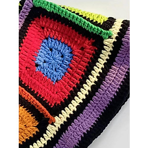 QWINEE Crochet Bucket Hat Colorblock Crochet Straw Hat Foldable Packable Knitted Fishing Hat Boho Daily Life Beach Hat for Women Multicolor