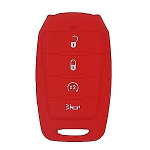 EXUNTECH 2pcs Silicone 4 Buttons Rubber Remote Smart Key Fob Smart Key Fob Cover Pouch Glove Keyless Entry Case for Dodge Ram 1500 2019 2020 OHT-4882056 68401332AA ,Black+Red