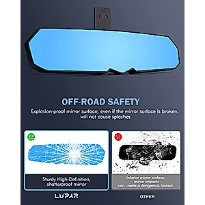 Lupar UTV Rear View Mirror, Aluminum Rearview Center Mirrors w/2 Types Mounting Bracker fit 2020-2022 Polaris RZR PRO XP/4, 2017-2022 Polaris Ranger 500 570 900 XP 1000 XP/Crew