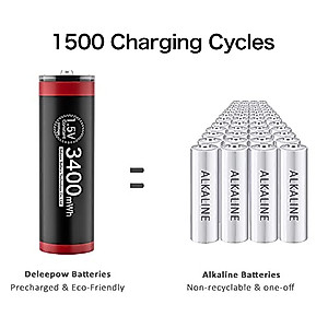 Deleepow USB Rechargeable AA Batteries 4 Pack, USB C Rechargeable Double A Lithium Batteries, 3400mWh 1.5V with 2-in-1 Charging Cable, 1 Hour Fast Charging AA Rechargeable Battery