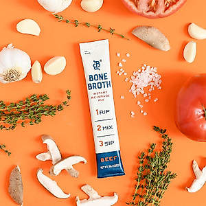 Bare Bones Bone Broth Instant Powdered Beverage Mix, Beef, Pack of 16, 15g Sticks, 10g Protein, Keto & Paleo Friendly