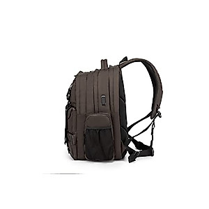 Travel Laptop Backpack Large School Bag Waterproof USB Charging Port fit 17 Inch (Brown)