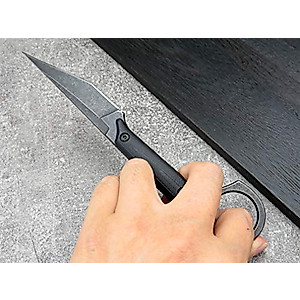 Ccanku C1140 Fixed Blade Claw Knife,D2 Blade G10 Handle EDC Tool Utility Knife for Outdoor, Survival, Hiking, Camping(Black)