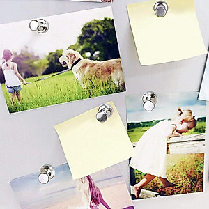 16Pcs Fridge Magnets Refrigerator Magnets, Strong Metal Magnets for Whiteboard, Magnets Fridge, Magnets for Kitchen, Office, School, Adults, Brushed Nickel