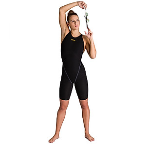 ARENA Women's Standard Powerskin Carbon Core FX Open Back Racing Swimsuit, Black/Gold, 26