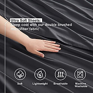 Nestl Split King Sheets for Adjustable Beds - 5 Piece Split King Sheets Set, Deep Pocket, Hotel Luxury, Extra Soft, Breathable and Cooling, Grey Split King Bed Sheets