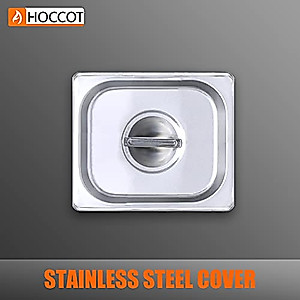 HOCCOT 6-Pack 1/6 Size Stainless Steel Steam Table Lid Solid Hotel Pan Cover Buffet Pan Lids Roasting Pans Cover with Handle Lid for Steam Food Pan