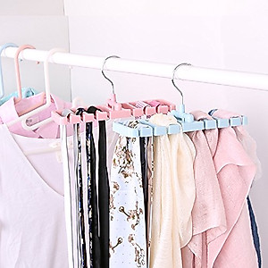 ArMordy(TM) Multifuction Storage Storage Rack Tie Belt Organizer Space Saver Rotating Scarf Ties Hanger Wardrobe Finishing Rack Space Saver[ blue ]