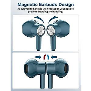 USB C Headphone for Samsung S23 Ultra 5G Z Flip 5 Fold 4,Type C Earphone Magnetic Earbuds Digital DAC Wired Earphone Microphone for Android Galaxy S22 S21 FE A54 A53 Google Pixel 7 Pro 7A 6A Lake Blue