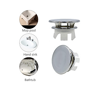 4 Pack Bathroom Basin Sink Round Tidy Trim Chrome Round Overflow Cover Rings Hole Replacement Ceramic Pots for Home,Sink,Bathroom,Kitchen
