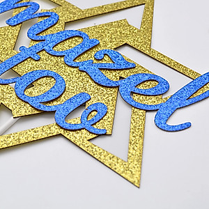 Mazel Tov Cake Topper, Jewish Congratulations Party Decorations, Star Of David Cake Decor, Bat Mitzvah, Bar Mitzvah Supplies (Double-sided Glitter)