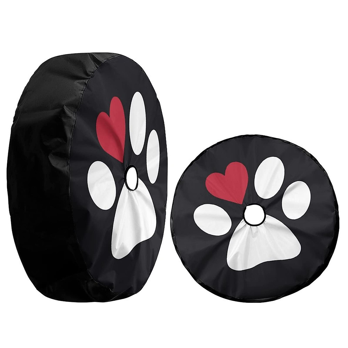 Delerain Spare Tire Cover with Backup Camera Hole Dog Paw Print Wheel Covers Waterproof Dust-Proof UV Sun Universal Fit for RV Trailer RV SUV Truck and Many Vehicle (17 Inch for Diameter 31"-33")