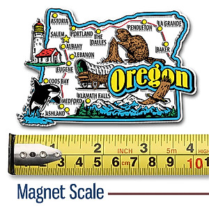 Oregon Jumbo State Magnet by Classic Magnets, 4" x 2.6", Collectible Souvenirs Made in The USA