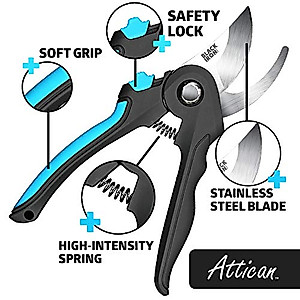 Bypass Pruning Shears for Gardening, Heavy Duty Garden Clipper for Cutting Stems, Soft Grip Hand Pruner