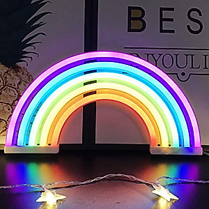 QiaoFei Rainbow Night Light for Kids Gift LED Rainbow Neon Signs Rainbow Lamp for Wall Decor Bedroom Decorations Home Accessories Party Holiday Decor Battery or USB Operated Table Night Lights