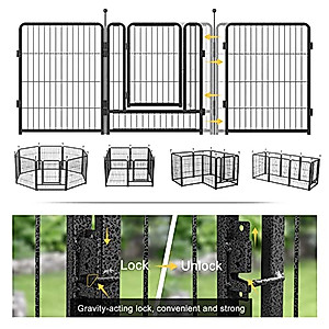 Mr IRONSTONE Dog Playpen with Anti-Rust Surface, Foldable 8/16 Panels 32" Height Dog Fence Exercise Pen, Indoor/Outdoor Puppy Pen Pet Playpen for Small/Medium/Large Dogs