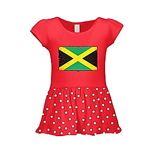 Tcombo Jamaican Distressed Flag - Jamaica Pride Infant/Toddler Baby Rib Dress (Red Polka Dot, 2T)
