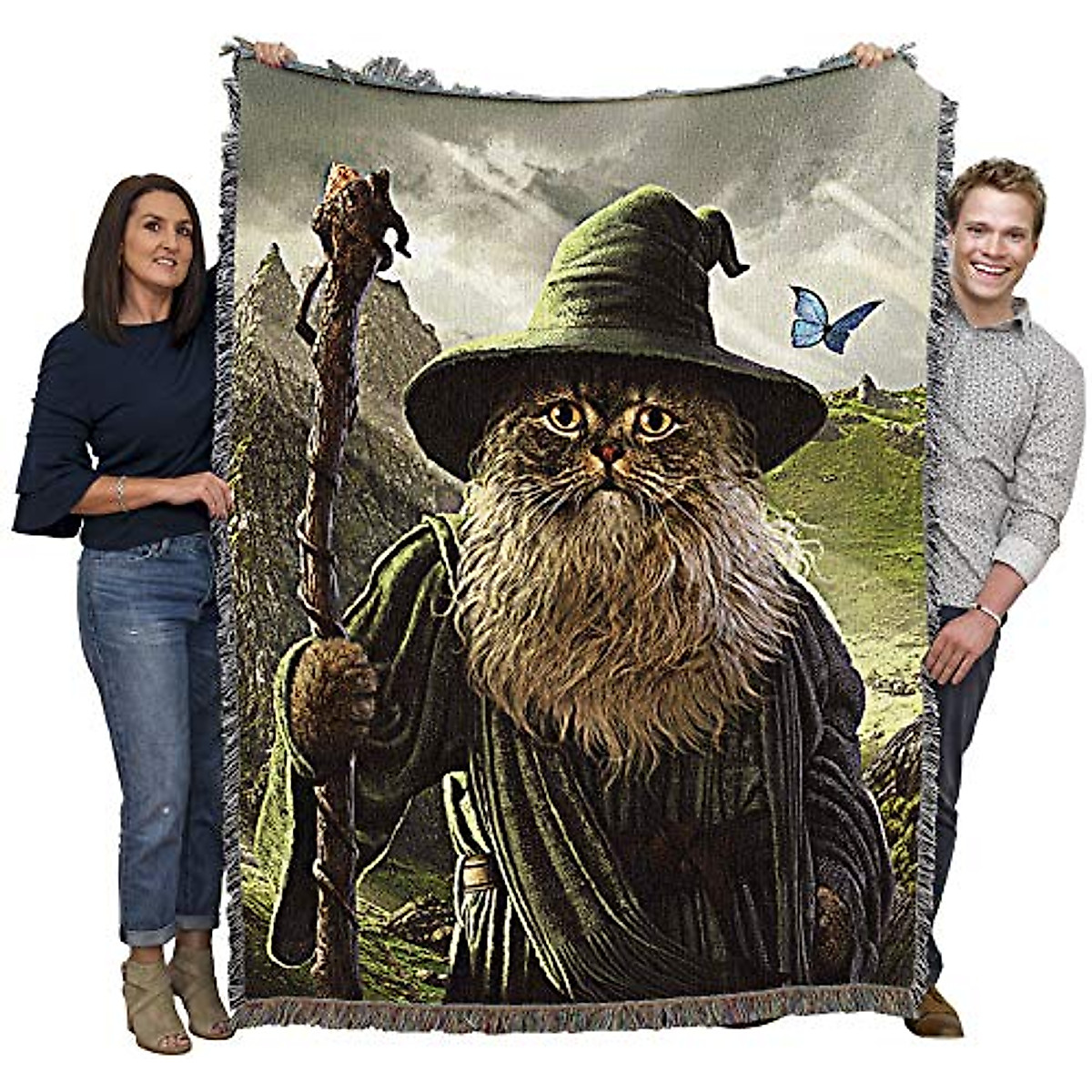 Pure Country Weavers Catdalf Blanket by Vincent HIE - Lord of The Rings Movie Parody - Cute Funny Gift Tapestry Throw Woven from Cotton - Made in The USA (72x54)