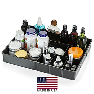 Officemate Deep Drawer Organizer Tray, 8 Compartments, 2 1/4"H x 15 1/8"W x 11 1/2"D, Black