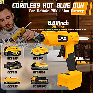 Hot Glue Gun for Dewalt 20V Battery, 100W Cordless Glue Gun Set with 20pcs Glue Sticks, Fast Heating Mini Glue Guns for Crafting DIY Craft Projects, Home Quick Repairs (Without Battery)