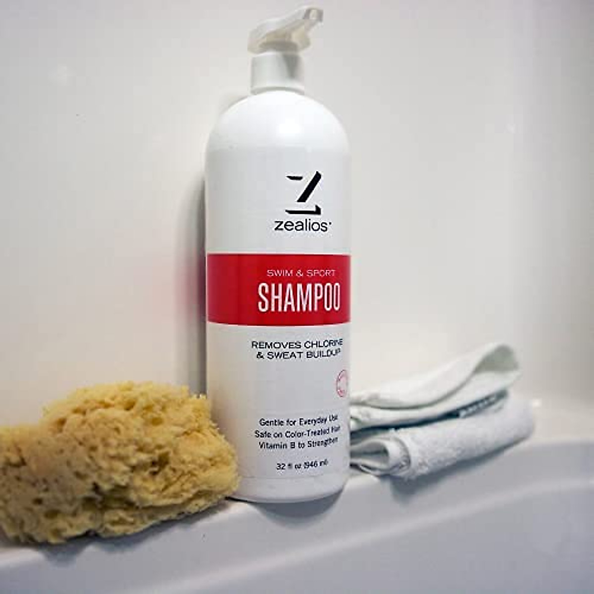 Zealios Swim & Sports Shampoo Remove Chlorine & Salt, Perfect Moisturizing Formula Hydrates Dry Hair, Protects Color Treated Hair from Pool Chemicals. Great for Swimmers, Athletes - 32 oz