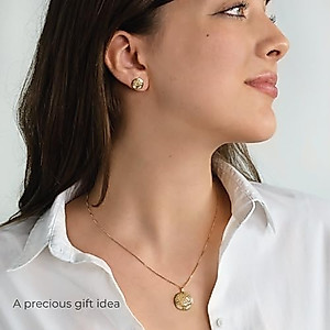 Lucchetta - 14 karat Yellow Gold Tree of Life Studs | 14k Solid Gold Earrings for Women | diameter 0.39in