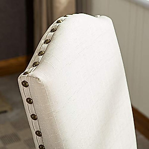 Roundhill Furniture Mod Urban Style Solid Wood Nailhead Fabric Padded Parson Chair (Set of 2), Tan