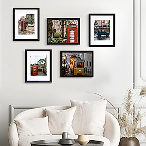 BESCRCL 11x14 Picture Frame Black Set of 6, Display Pictures 8x10 with Mat or 11x14 without Mat, Photo Frames for Wall Mounting