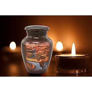 Motorcycle Keepsake Urn - Motorcycle Mini Cremation Urn for Ashes - Highway to Heaven Token Urn - Motorcycle Lovers Sharing Urn - Bikers Memorial Mini Ash Urn with Velvet Pouch & Case (Keepsake)