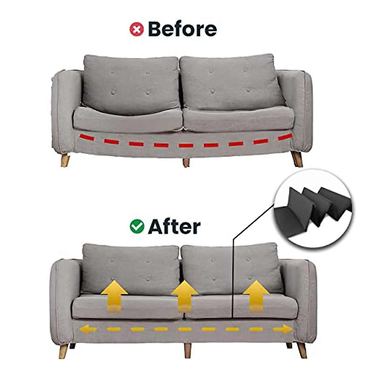 NRlinX™ Sofa Cushion Support Board Extra Long Dimension Prevent Sagging Sofa & Posture Support & Cushion Seat & Adjustable/Foldable Sofa Support Boards (67X20X0.3 in) Approved for Long Sofa