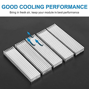 uxcell 5 Pcs Aluminum Heat Sink, Silver Tone Aluminium Radiator Heatsink Cooling Fins Cooler for Led Amplifier Transistor IC Module, 100x25x10mm/4 x1 x0.4