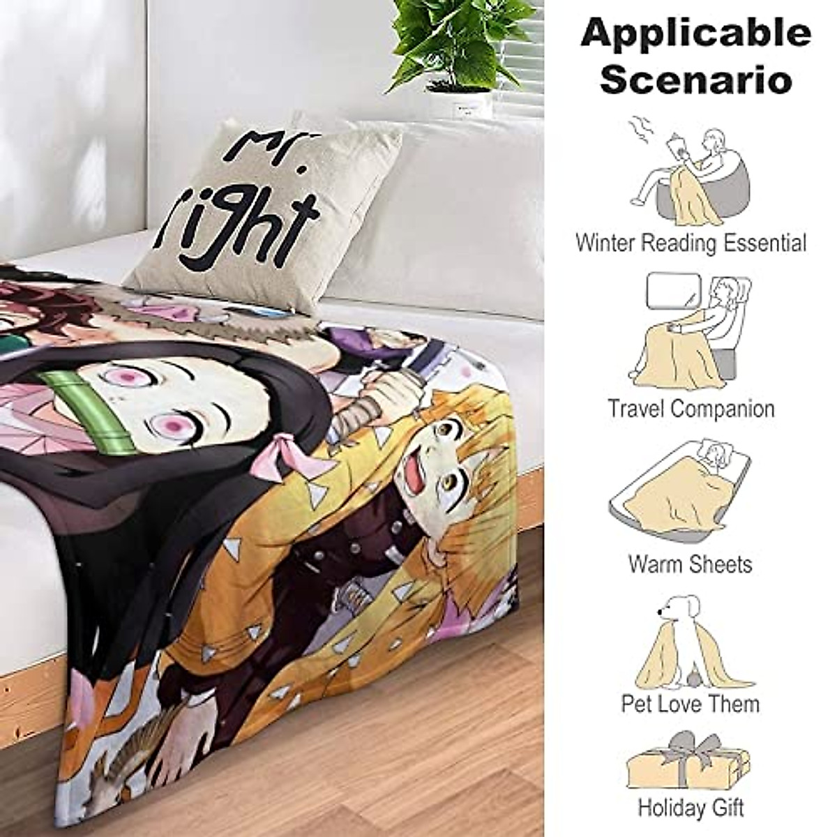 Anime Blanket Merch Ultra Soft Throw Blanket Warm Bed Blanket for Travelling Camping Living Room Sofa Bedroom Decor Gifts 50"x40"