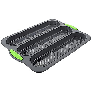 CALLARON Baking Pan Silicone Baguettes Pan Nonstick 3 Wave Loaves French Toast Bread Baking Tray Loaf Mold Pan for DIY Making Breadstick Cake Kitchen Baking Mould Supplies Baking Pans