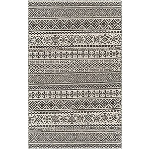 Hauteloom Mababanaba Wool Living Room, Bedroom Area Rug - Bohemian, Transitional - Black, Gray, Cream - 8' x 10'