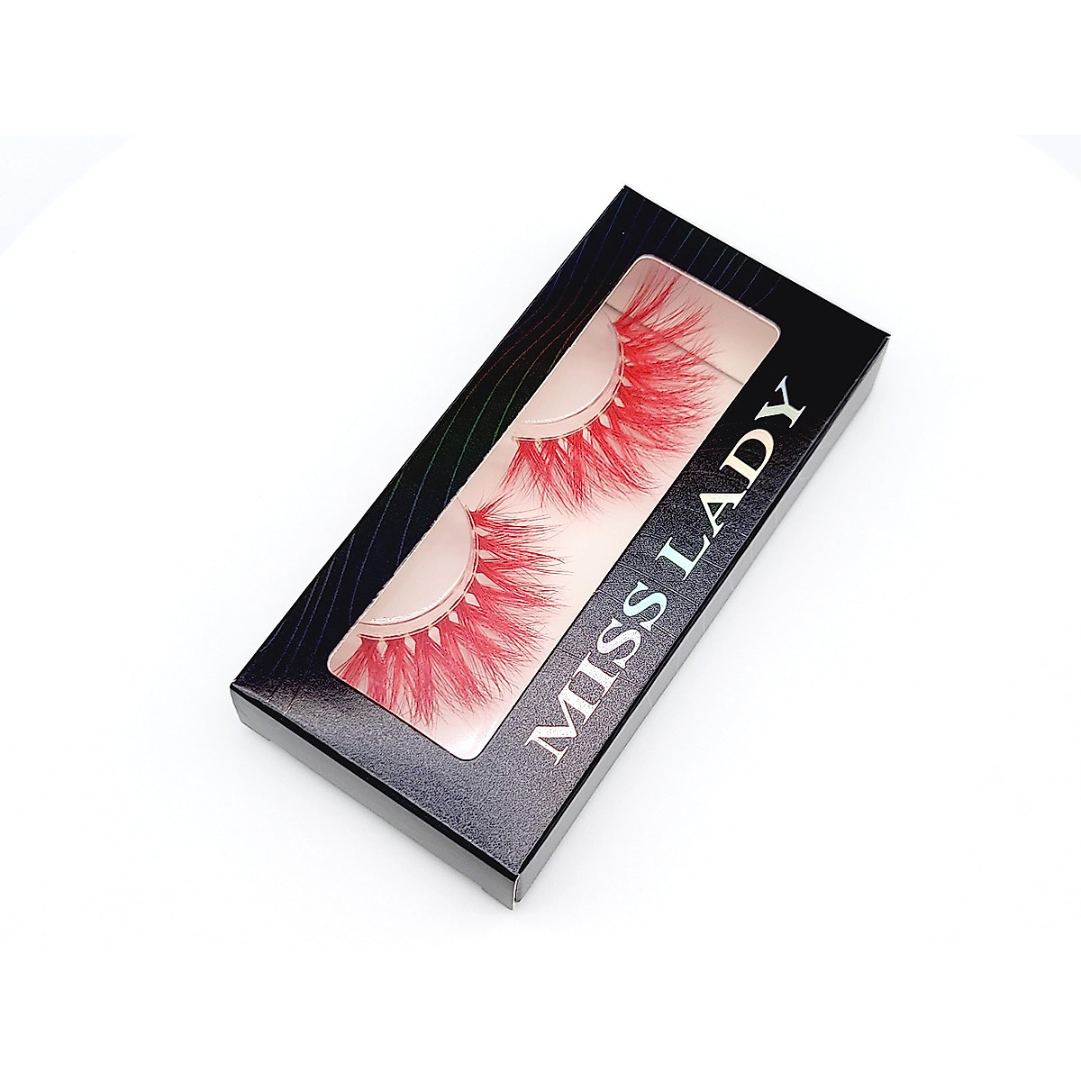 MISSLADY Colored Lashes 18mm 3D Real Mink Red Lashes Strips Red Eyelashes (M3D-302, 18mm, 1 Pair)
